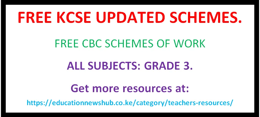 Updated Grade 3 CBC Schemes of Work - Educationnewshub.co.ke