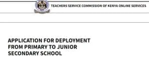 TSC Deployment Portal To JSS - Educationnewshub.co.ke